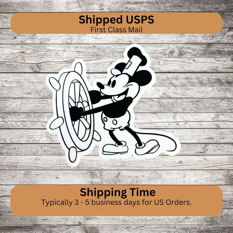 Steamboat Willie Vinyl Sticker, 3" X 2.85" Die Cut Vinyl, Weatherproof ...