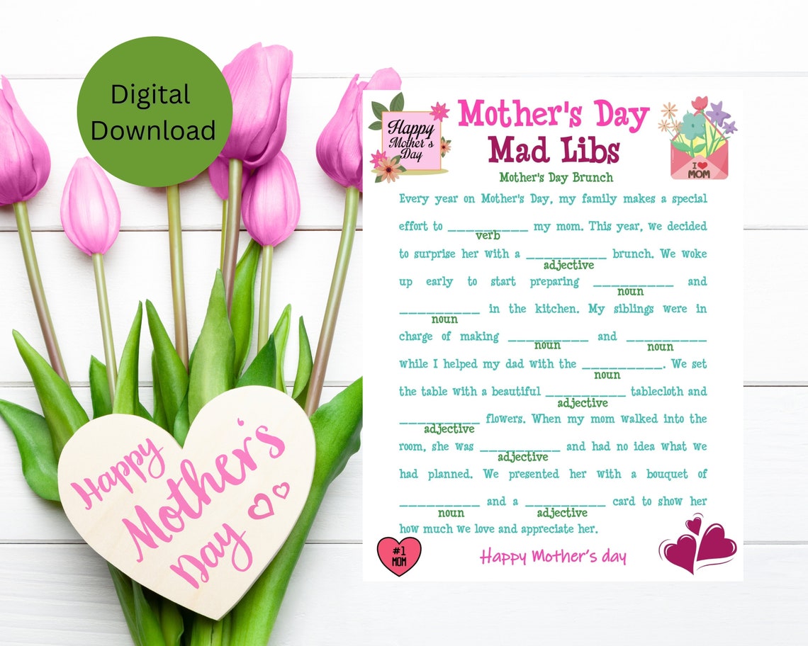 Mothers Day Mad Libs Printable Mother's Day Party Games - Etsy