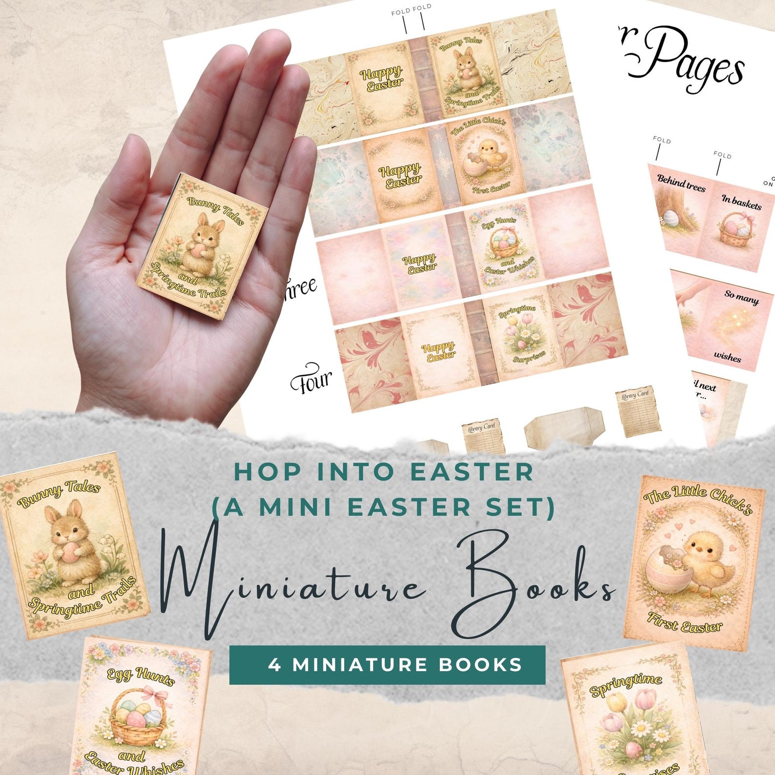Hop Into Easter - an Easter Set Miniature Books, Printable DIY Mini ...