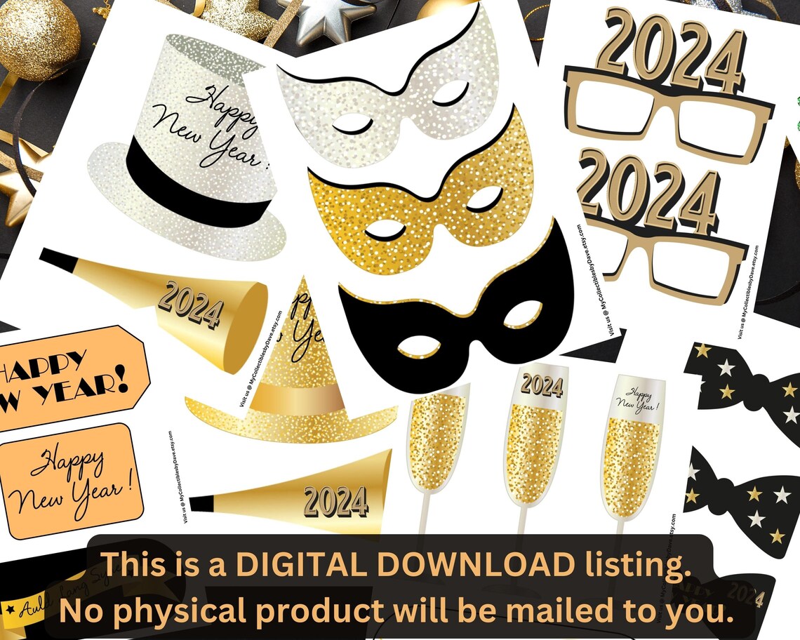 New Years Eve Party Photo Booth Props Printable Download - Etsy