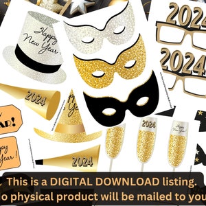 New Years Eve Party Photo Booth Props Printable Download Instant DIY ...