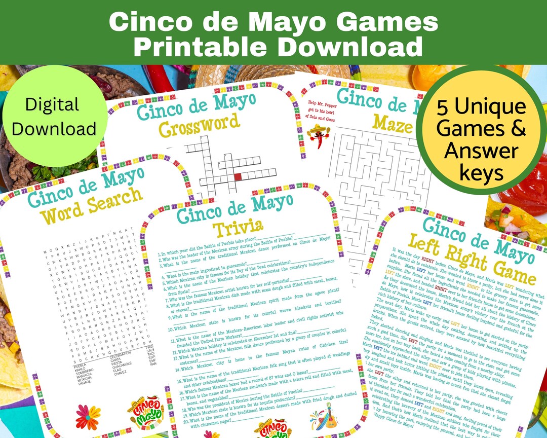 Cinco De Mayo Games Printable, Cinco De Mayo Party Games, Printable ...