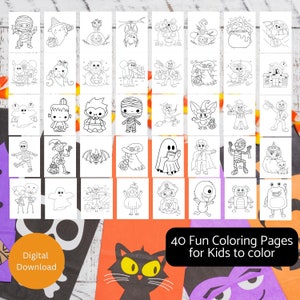 Cute Halloween Coloring Pages Printable Download (set of 40) Printable ...