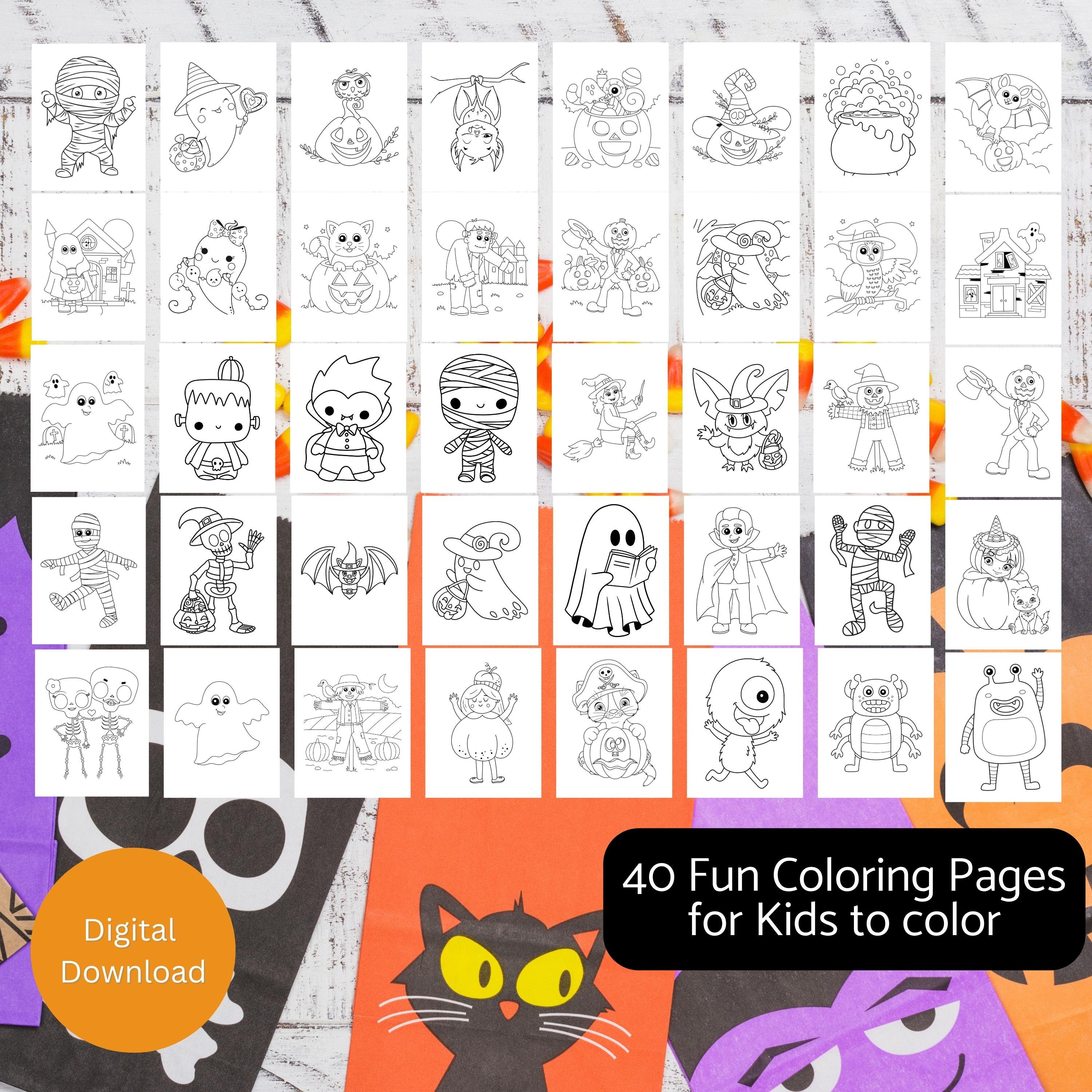Cute Halloween Coloring Pages Printable Download set of 40 Printable ...