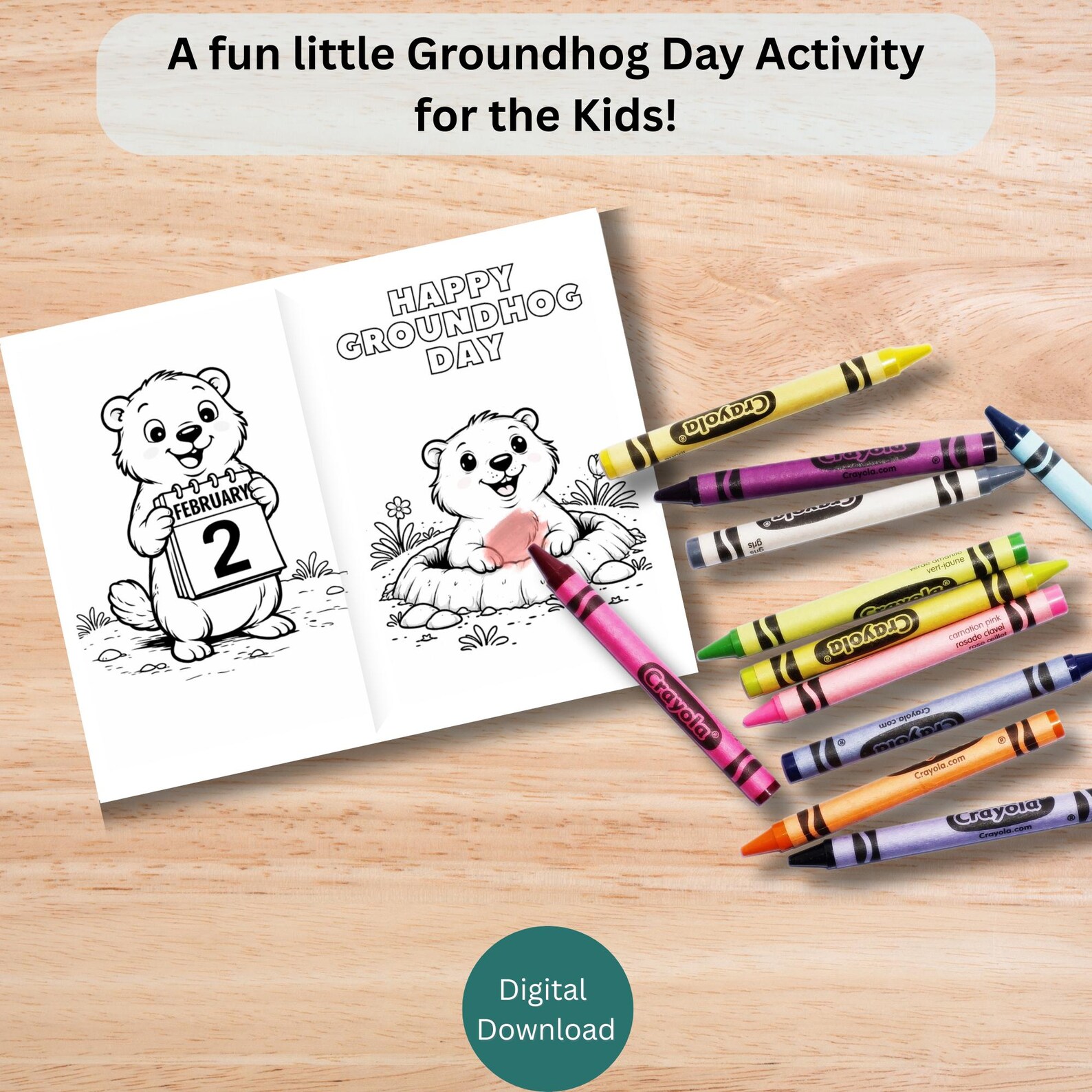 Mini Groundhog Day Coloring Book, Printable Groundhog Day Coloring ...