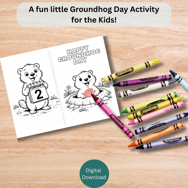 Mini Groundhog Day Coloring Book, Printable Groundhog Day Coloring ...