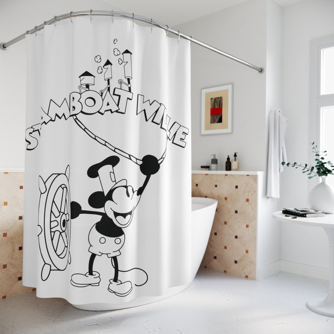 Steamboat Willie Shower Curtain B, 71 X 74 Polyester Curtain, Bathroom ...