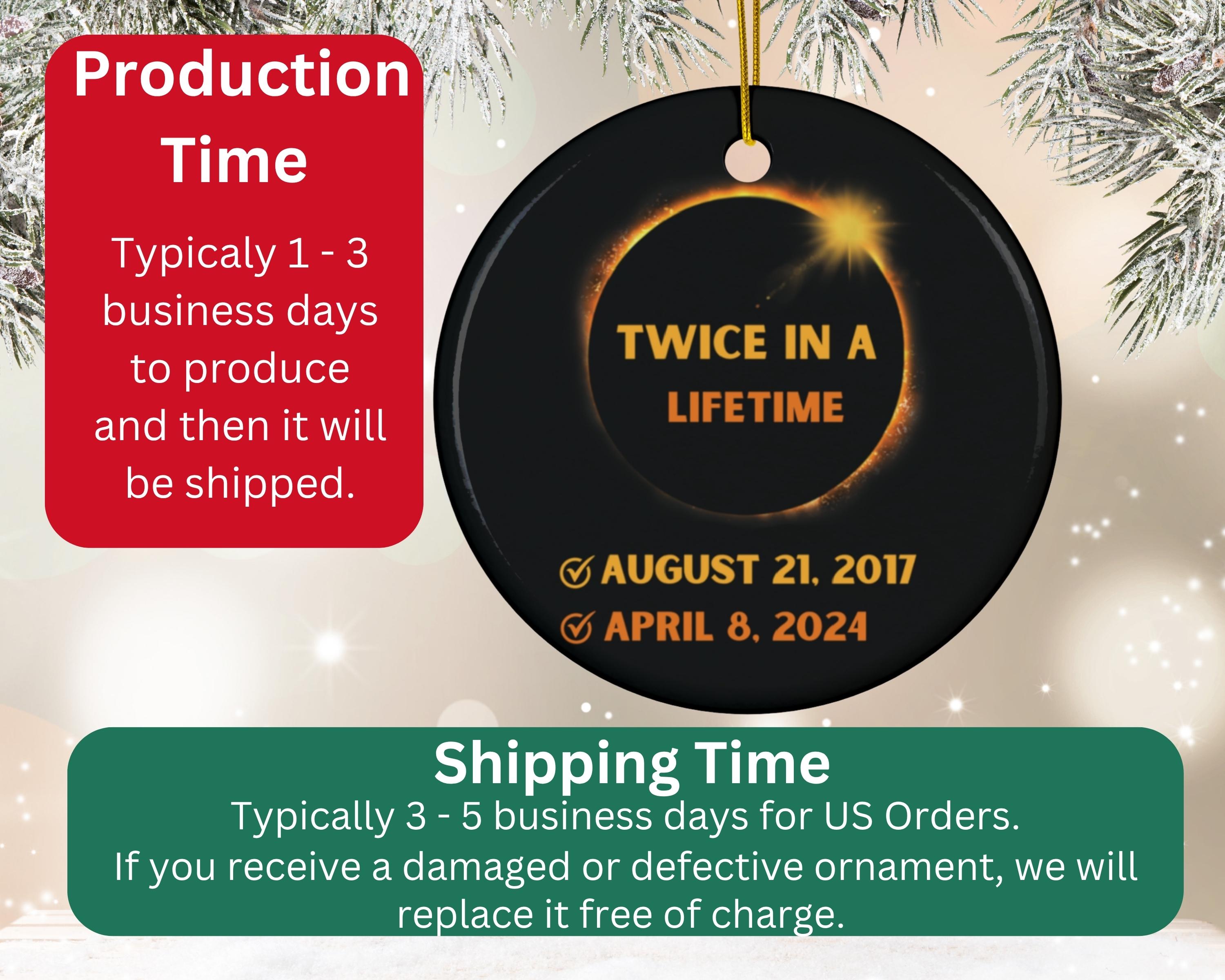 Solar Eclipse 2024 Christmas Ceramic Ornament, Total Solar Eclipse ...