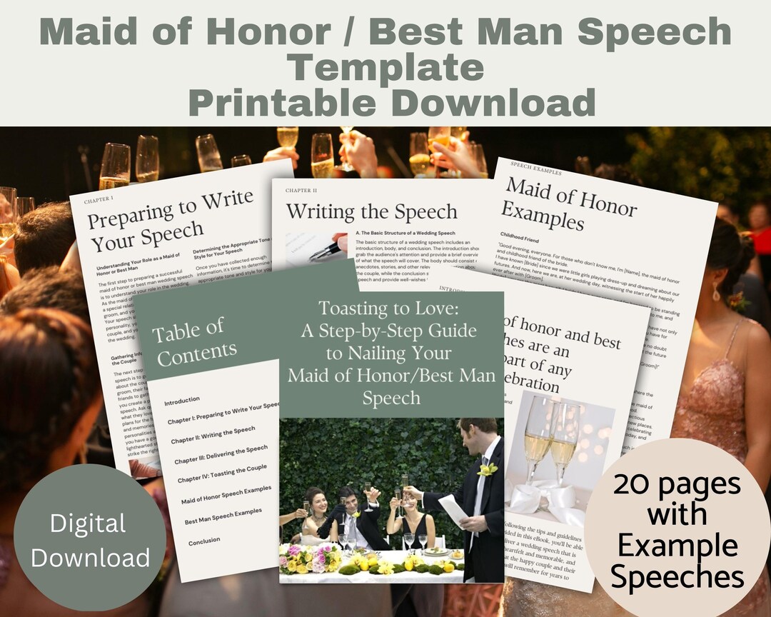 Maid of Honor Wedding Speech Template, Best Man Speech Template ...