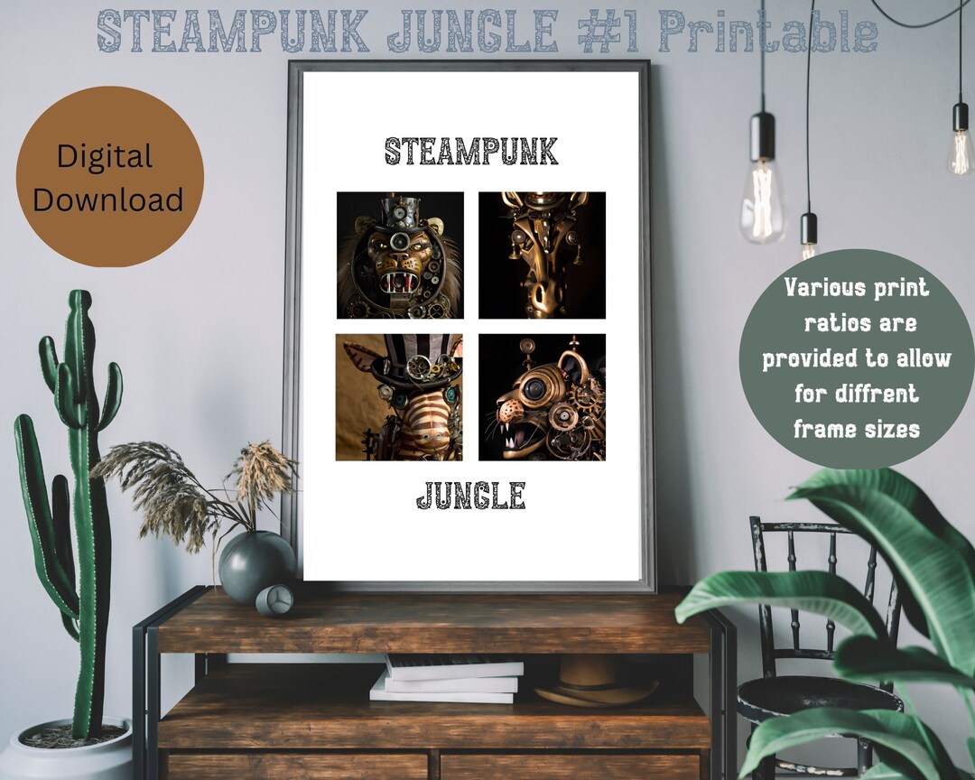 Steampunk Jungle 1 Printable Wall Art Instant Download Steampunk ...