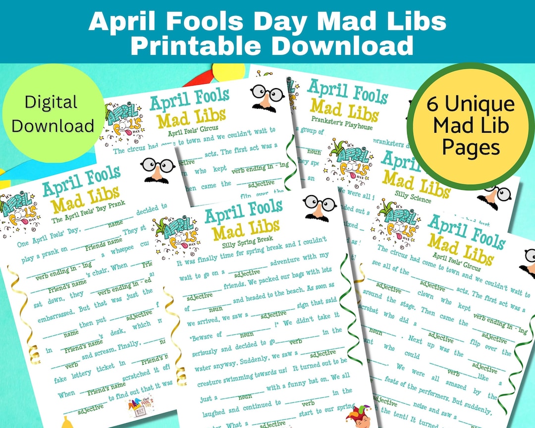 April Fool's Day Mad Libs Printable, April Fools Party Games, Printable ...