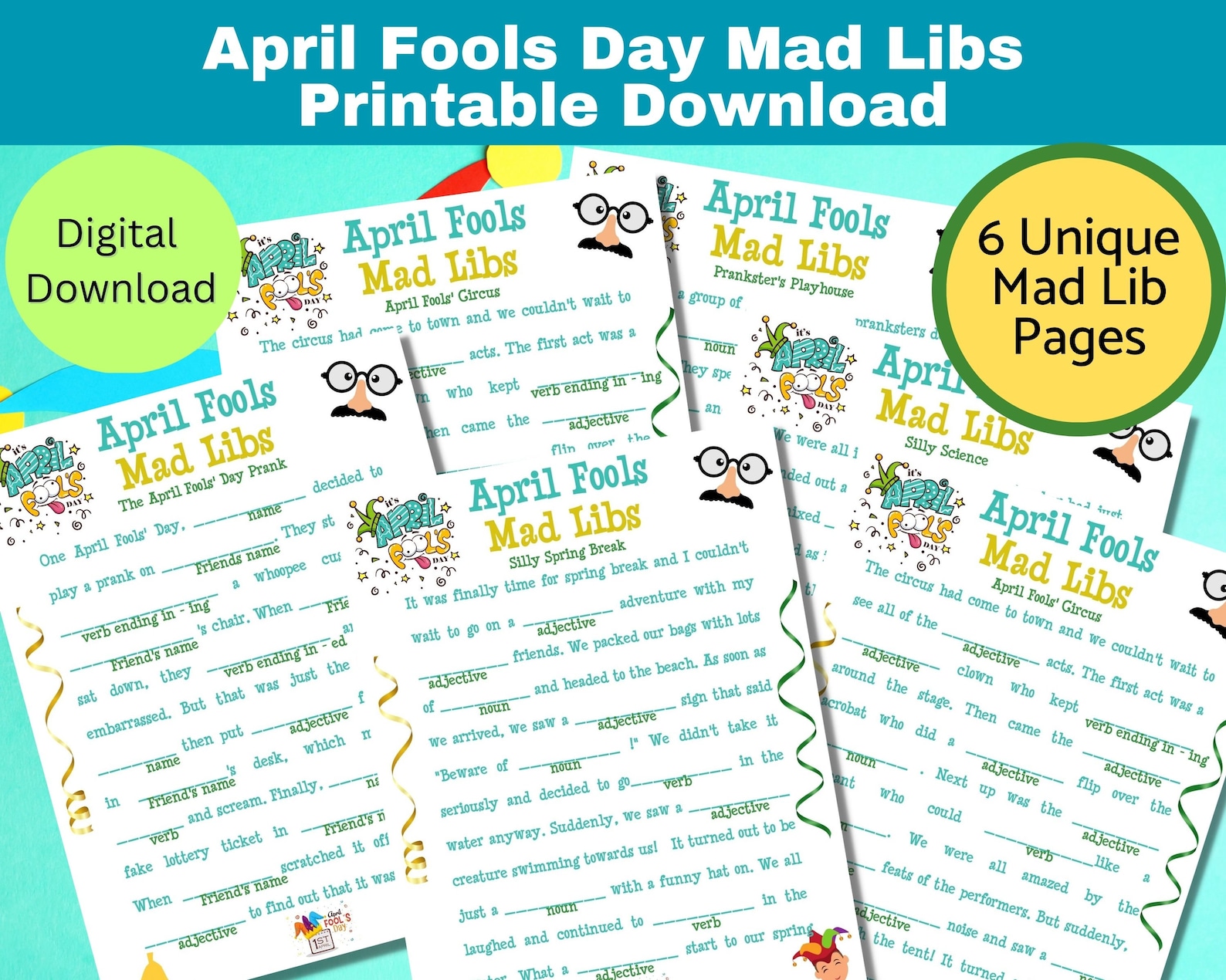 April Fool's Day Mad Libs Printable, April Fools Party Games, Printable ...