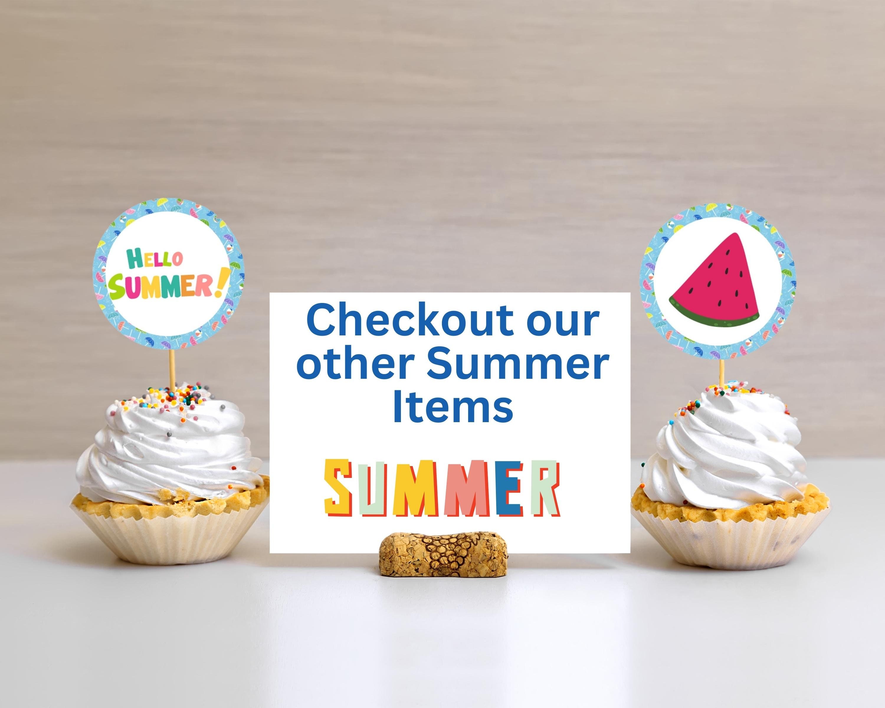 Summer Cupcake Topper Printable Download 12 Designs 2 Inch - Etsy