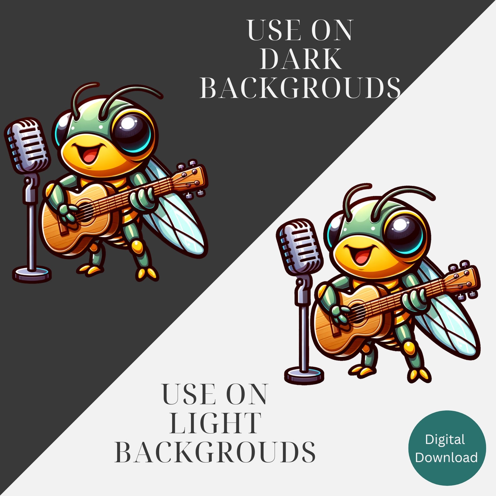 Watercolor Singing Cicadas Clipart, Cute Cicadas Singing With ...