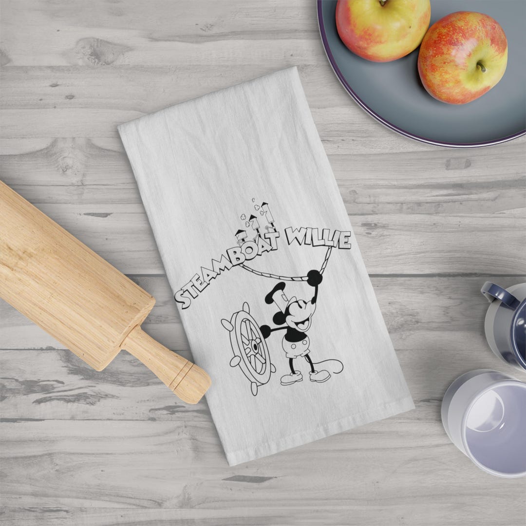 Vintage Steamboat Willie Tea Towel, Fun Kitchen Decor, Vintage Fan Gift ...