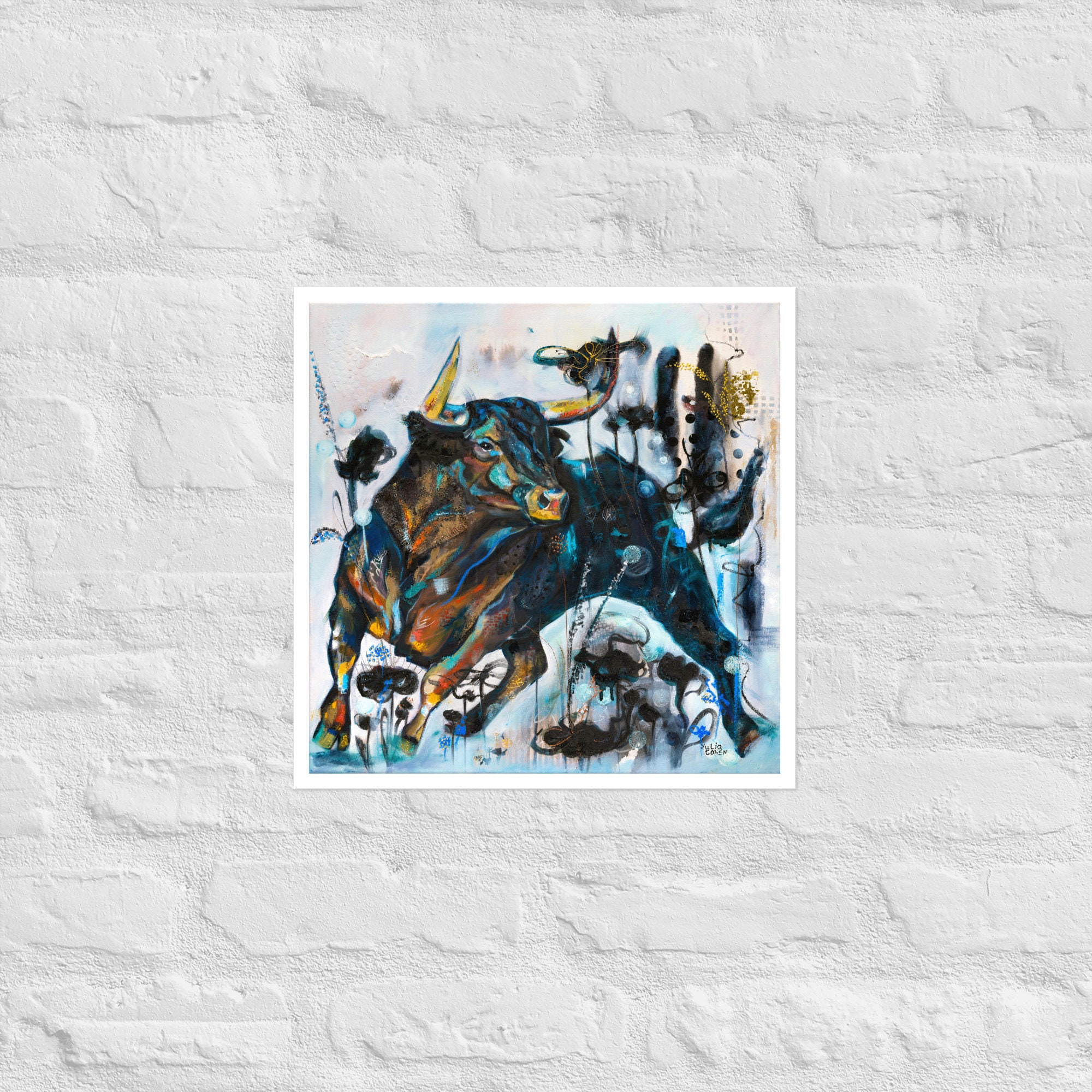 Bull Art Print Painting | Wall Street Art Print | Bull Painting Art ...