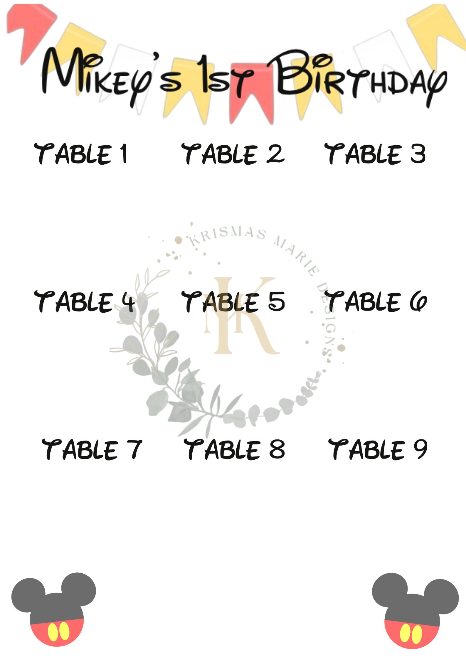 Mickey Seating Chart - Etsy