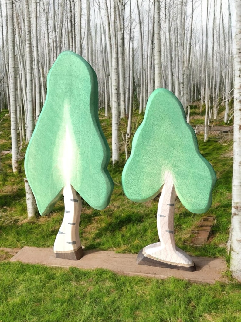 Handcrafted Open Ended Wooden Toy Tree and Landscaping - Birch Large ...