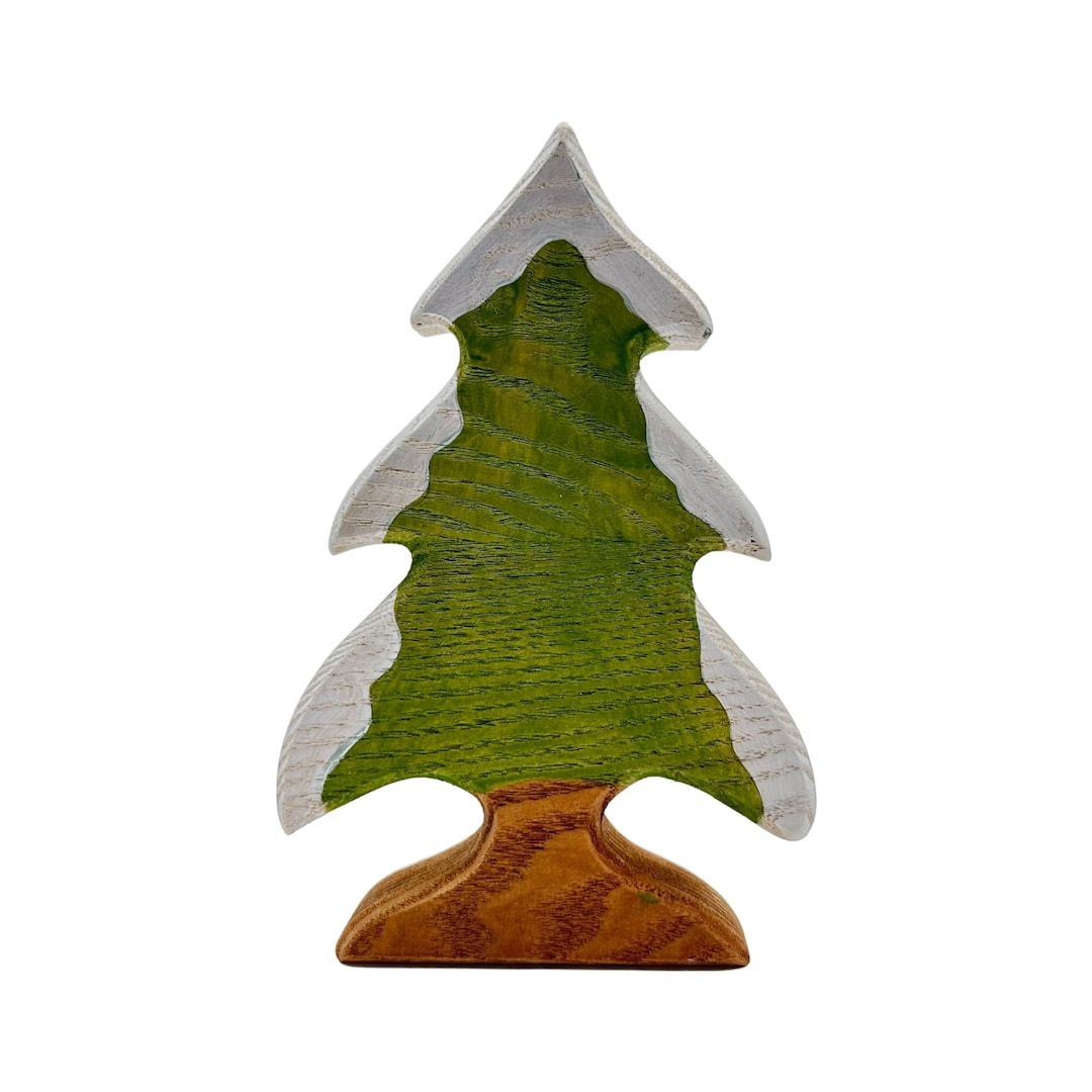 Handcrafted Open Ended Wooden Toy Tree and Landscaping - Snowy Fir Tree ...