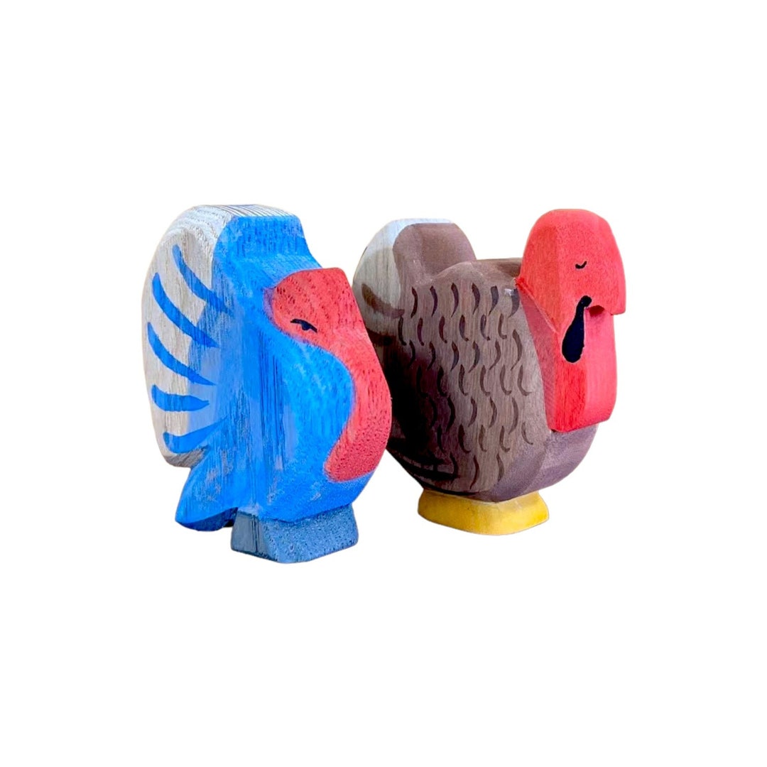 Handcrafted Open Ended Wooden Toy Farm Animal - 2 Pieces Turkey Set - Etsy