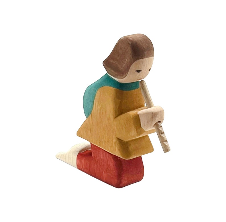 Handcrafted Open Ended Wooden Toy Figure Family - Shepherd Playing ...