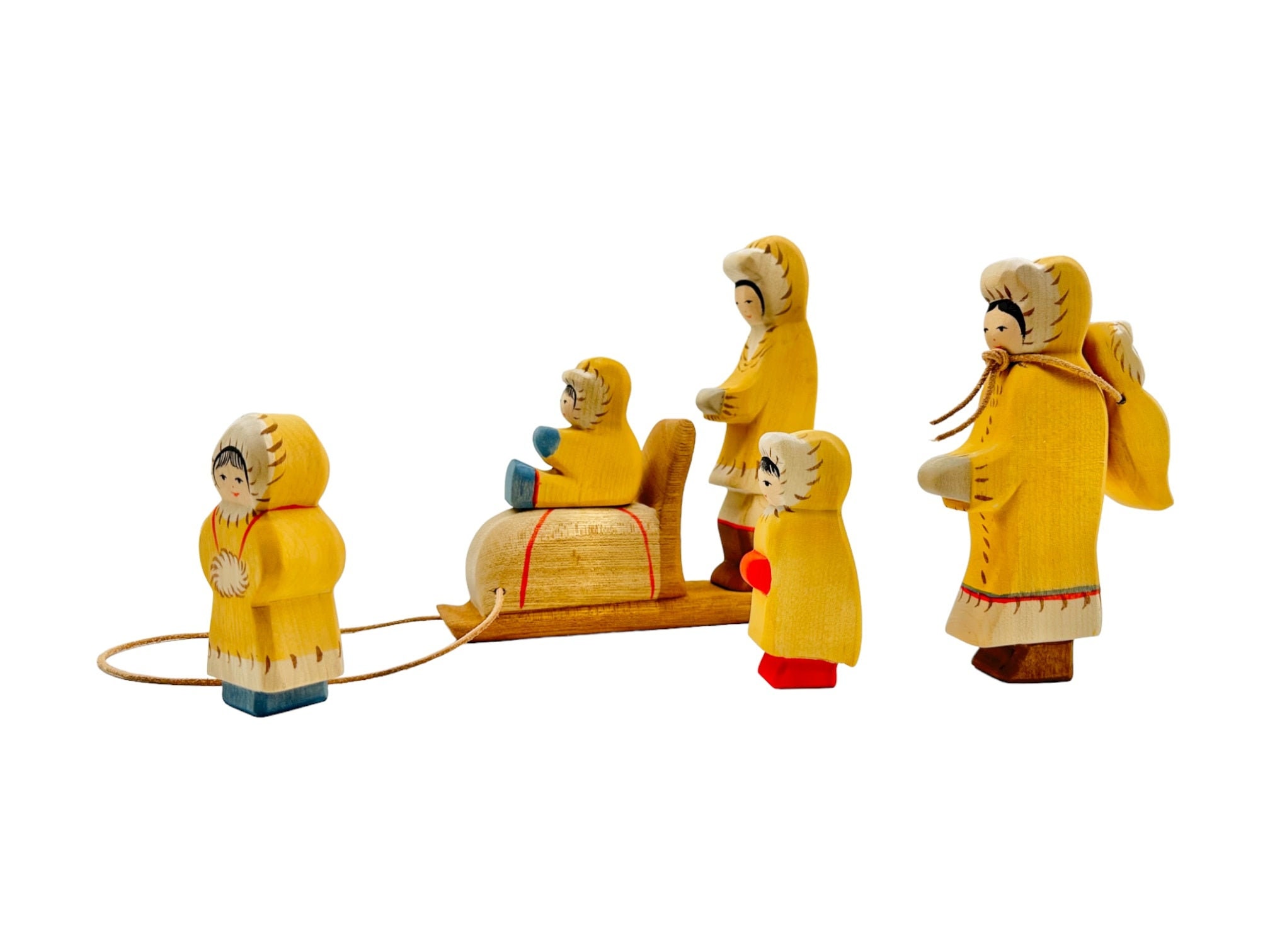 Handcrafted Open Ended Wooden Toy Figure Family - Inuit Eskimo Family ...