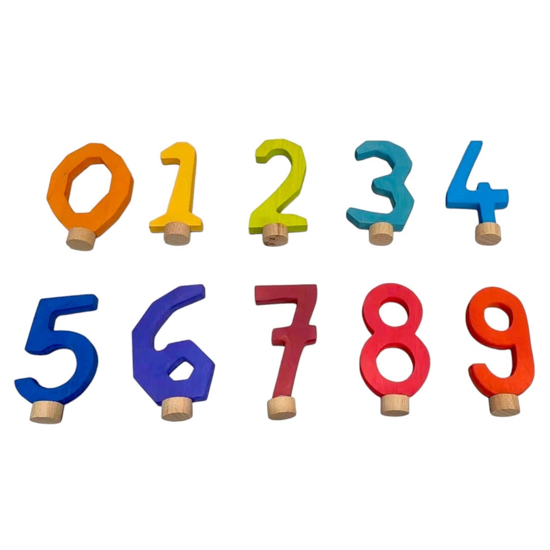 Handcrafted Open Ended Wooden Birthday Ring Numbers - Set of 0 to 9 ...