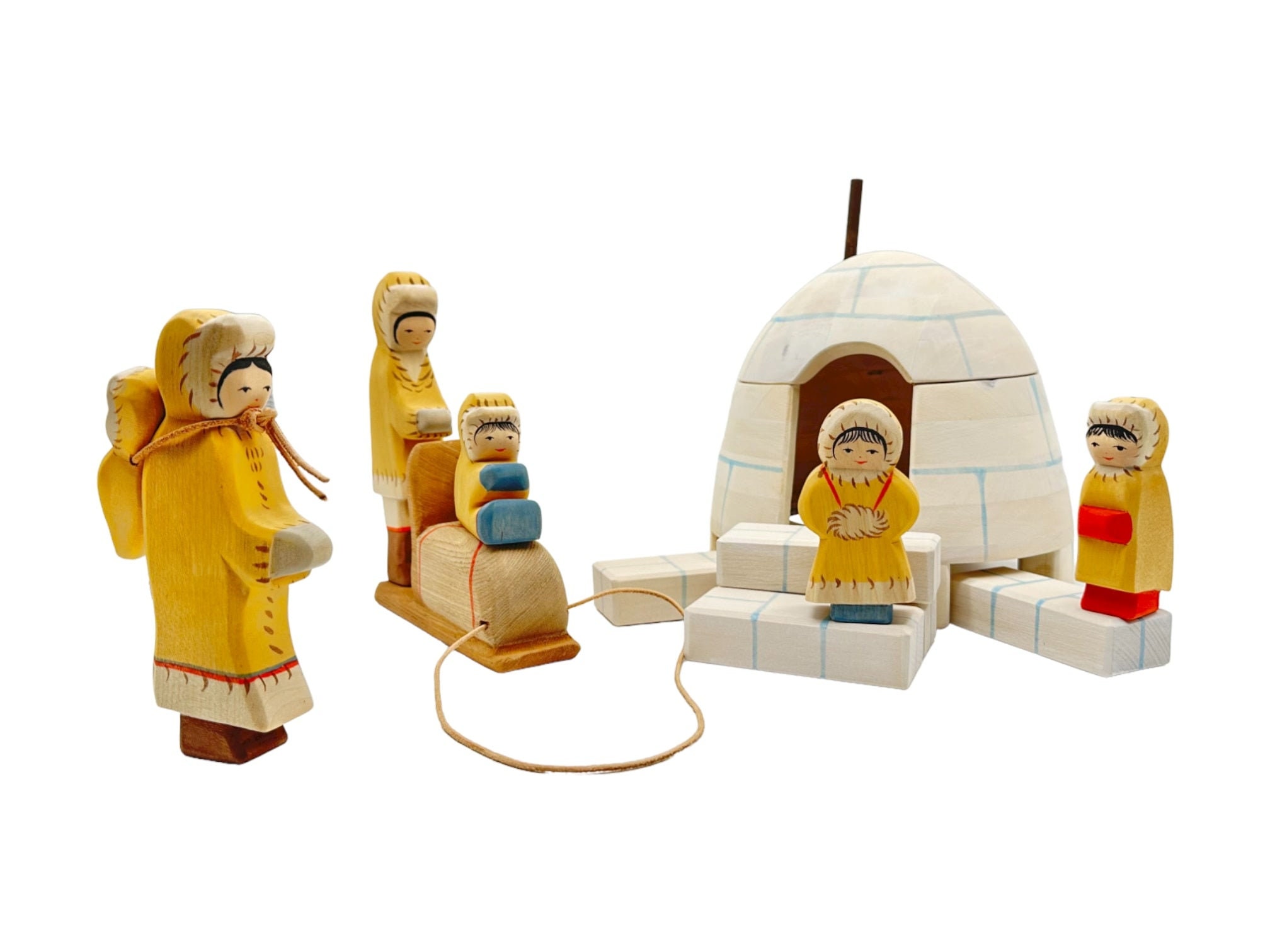 Handcrafted Open Ended Wooden Toy Figure Family - Inuit Eskimo Family ...