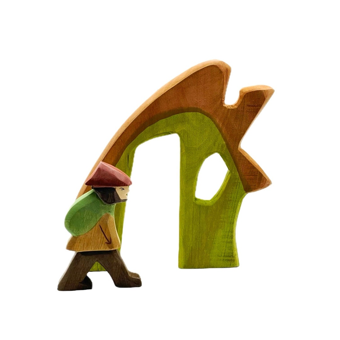 Handcrafted Open Ended Wooden Toy Figure Fairy Tale - Robber With House ...