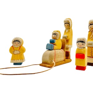Handcrafted Open Ended Wooden Toy Figure Family - Inuit Eskimo Family ...