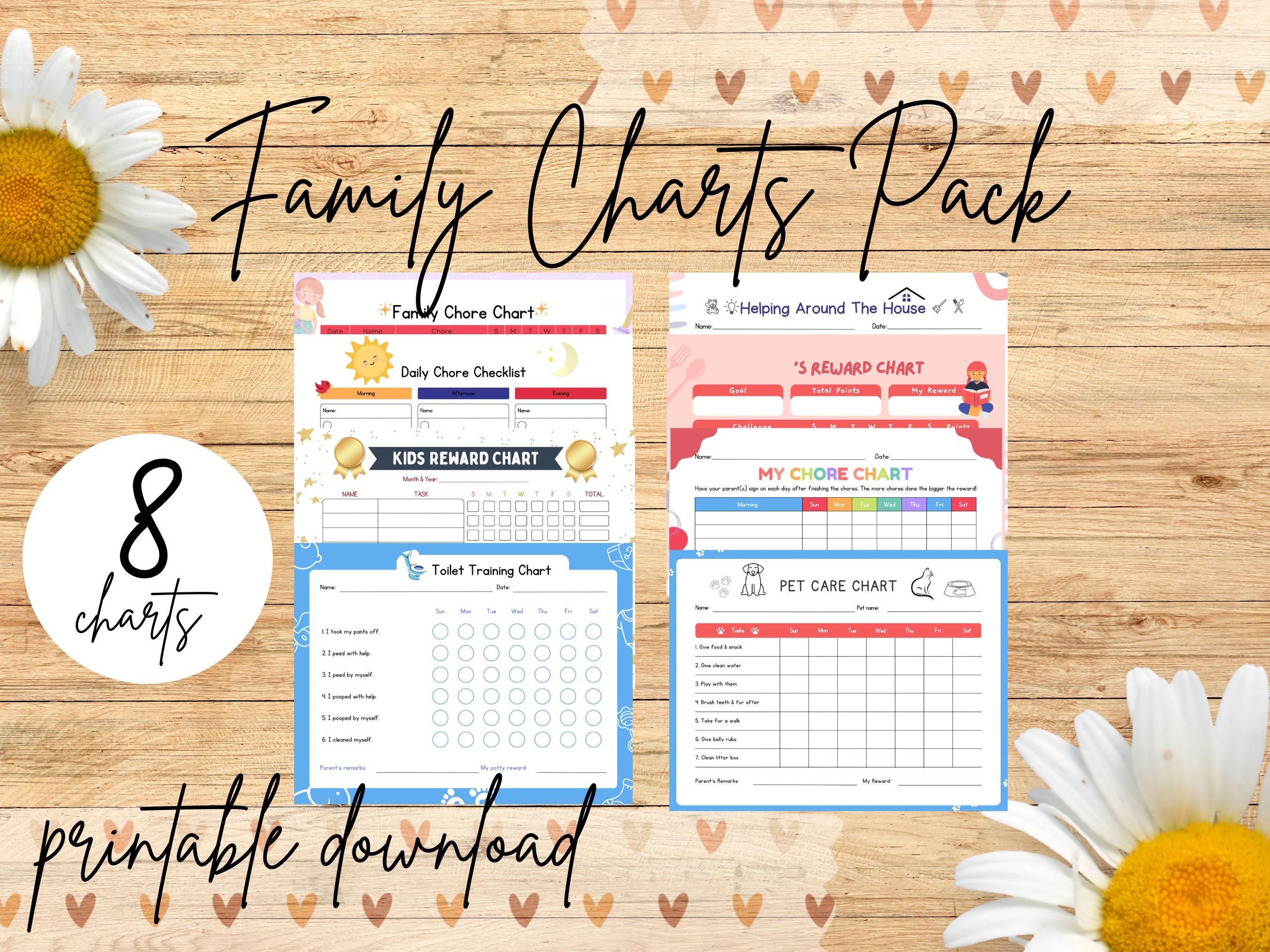 Printable Family Chore Charts, Kids Pet Care Checklist, Potty Training ...