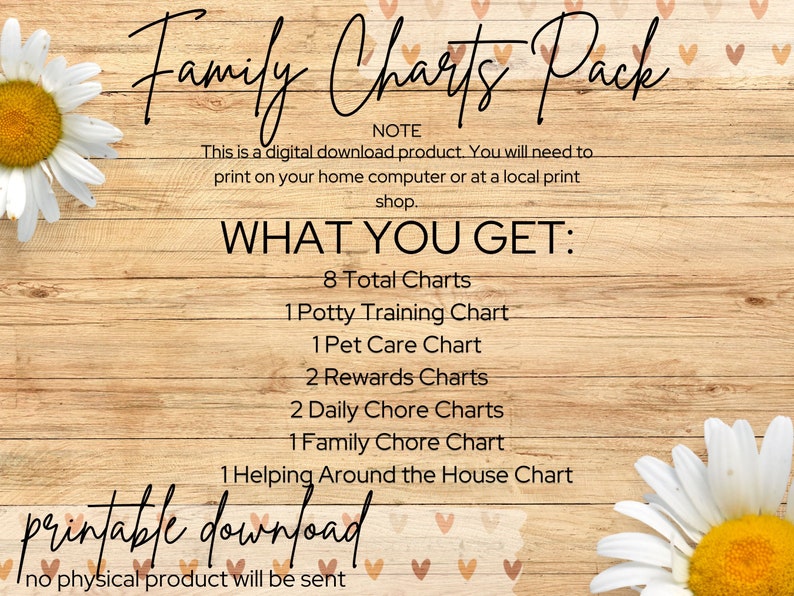 Printable Family Chore Charts, Kids Pet Care Checklist, Potty Training ...