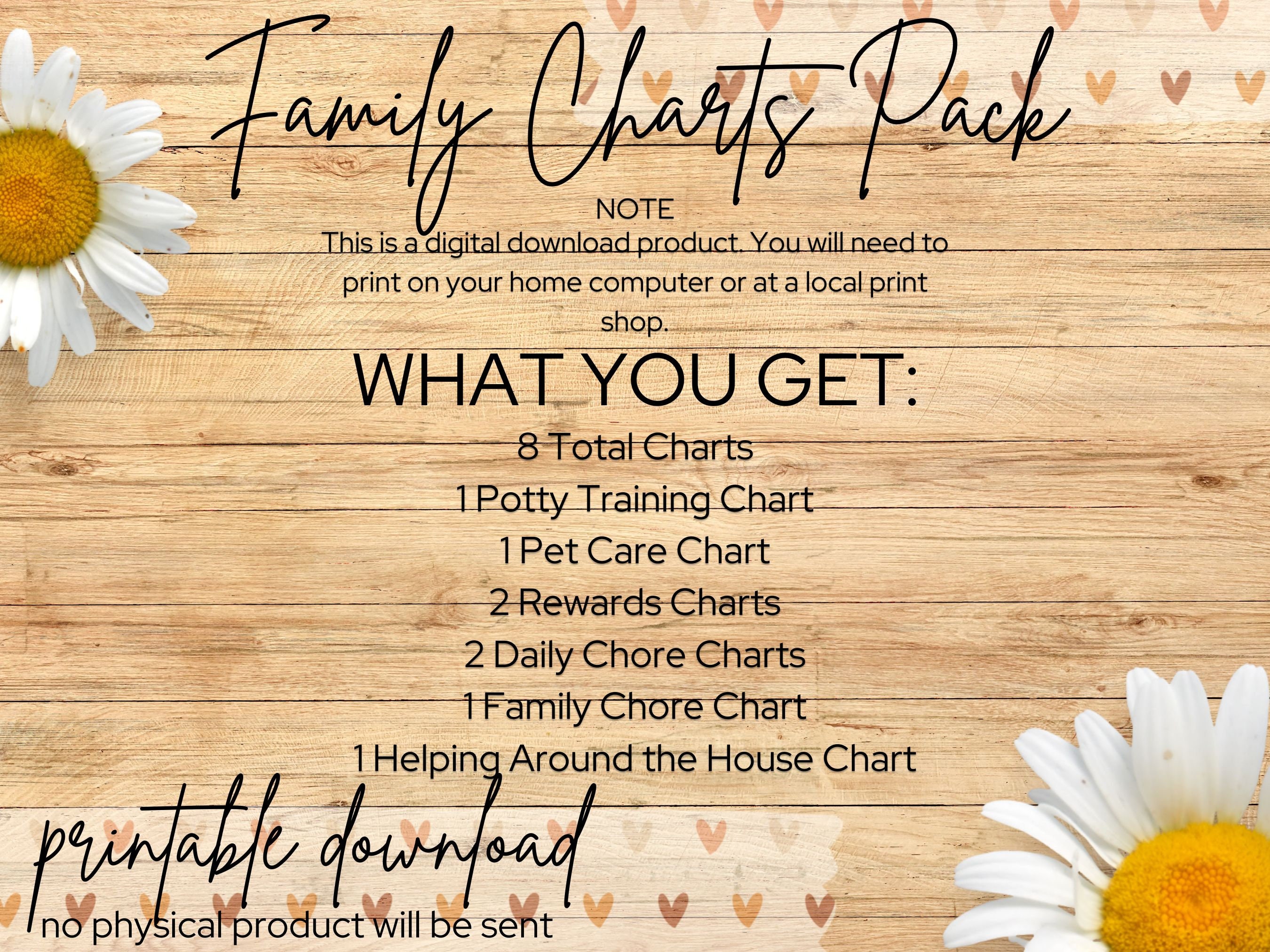 Printable Family Chore Charts, Kids Pet Care Checklist, Potty Training ...