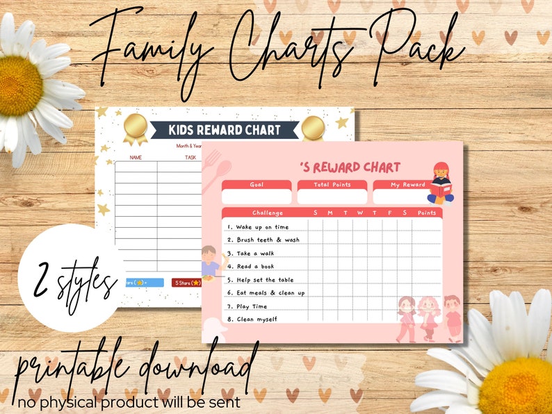 Printable Family Chore Charts, Kids Pet Care Checklist, Potty Training ...