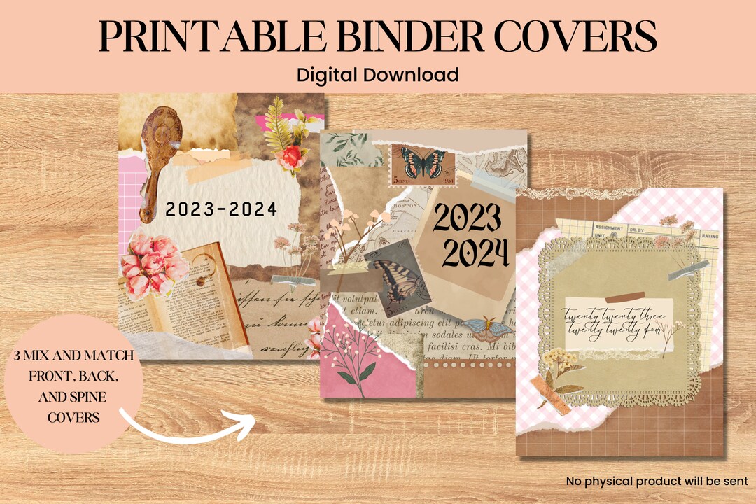 Binder Cover Inserts, Vintage Scrapbook Style, US Letter, 3 Ring Binder ...