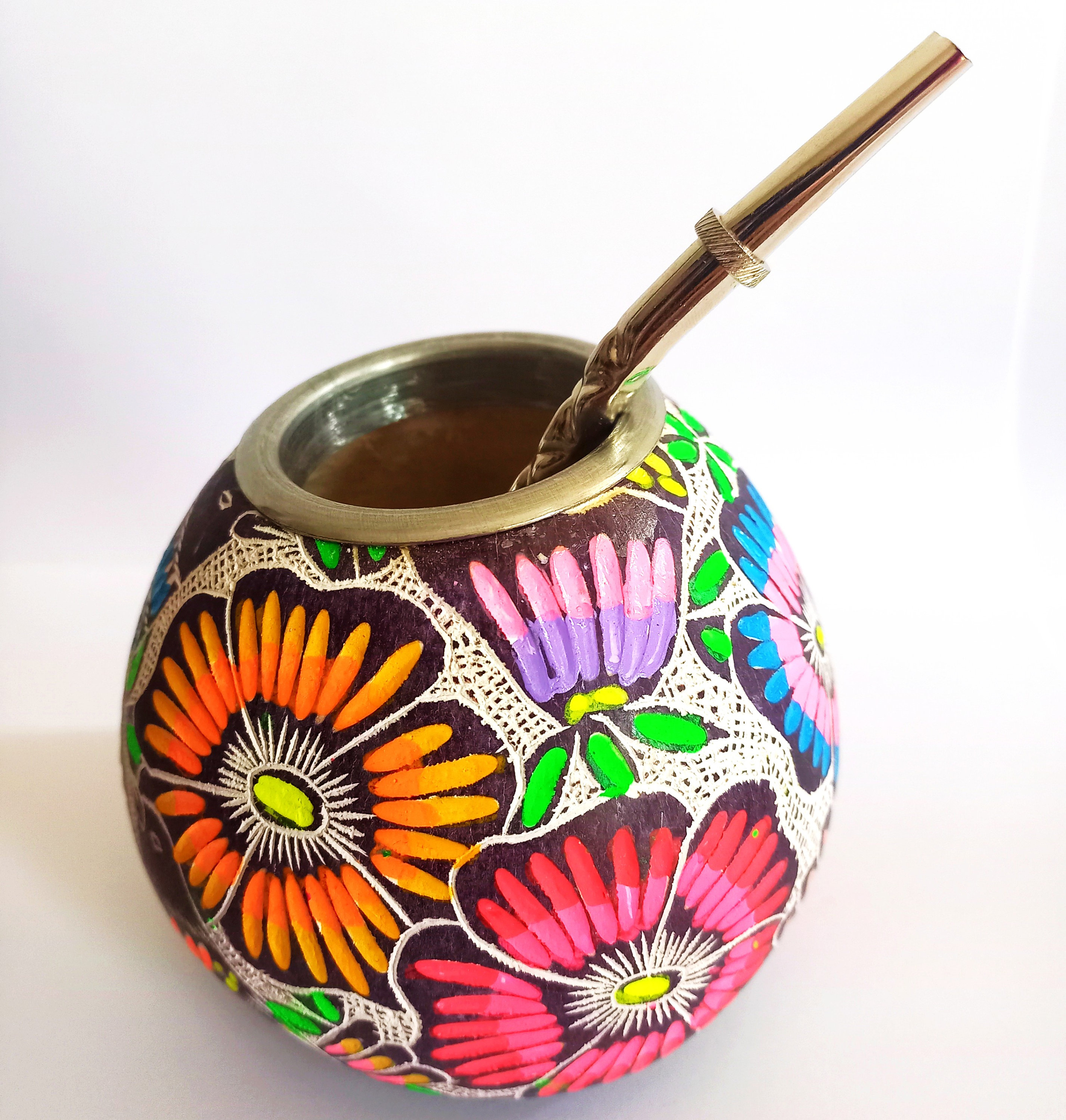 Mate Set, Yerba Mate Cup Gourd Calabash Lovely Patterns + Straw - Etsy