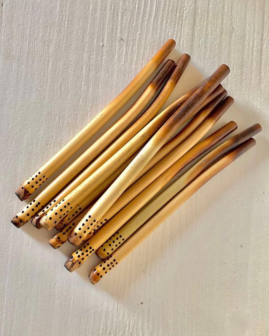 2 Handcrafted Wooden Mate Straw | Pack Stainless Steel Bombilla, Rustic ...