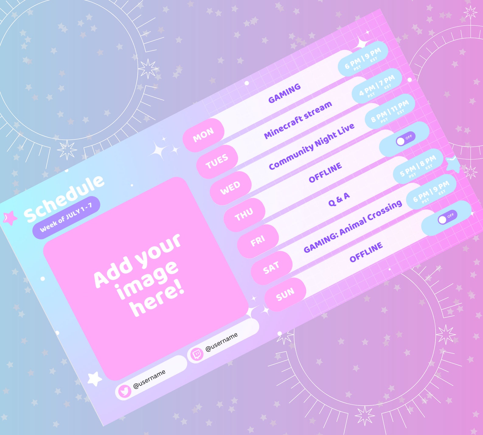 Vtuber Schedule Stream Schedule Vtuber Assets Canva Editable Template ...