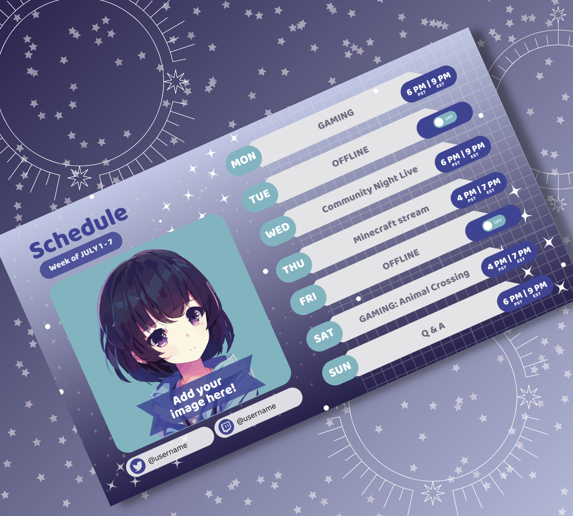 Vtuber Schedule Stream Schedule Vtuber Assets Canva - Etsy