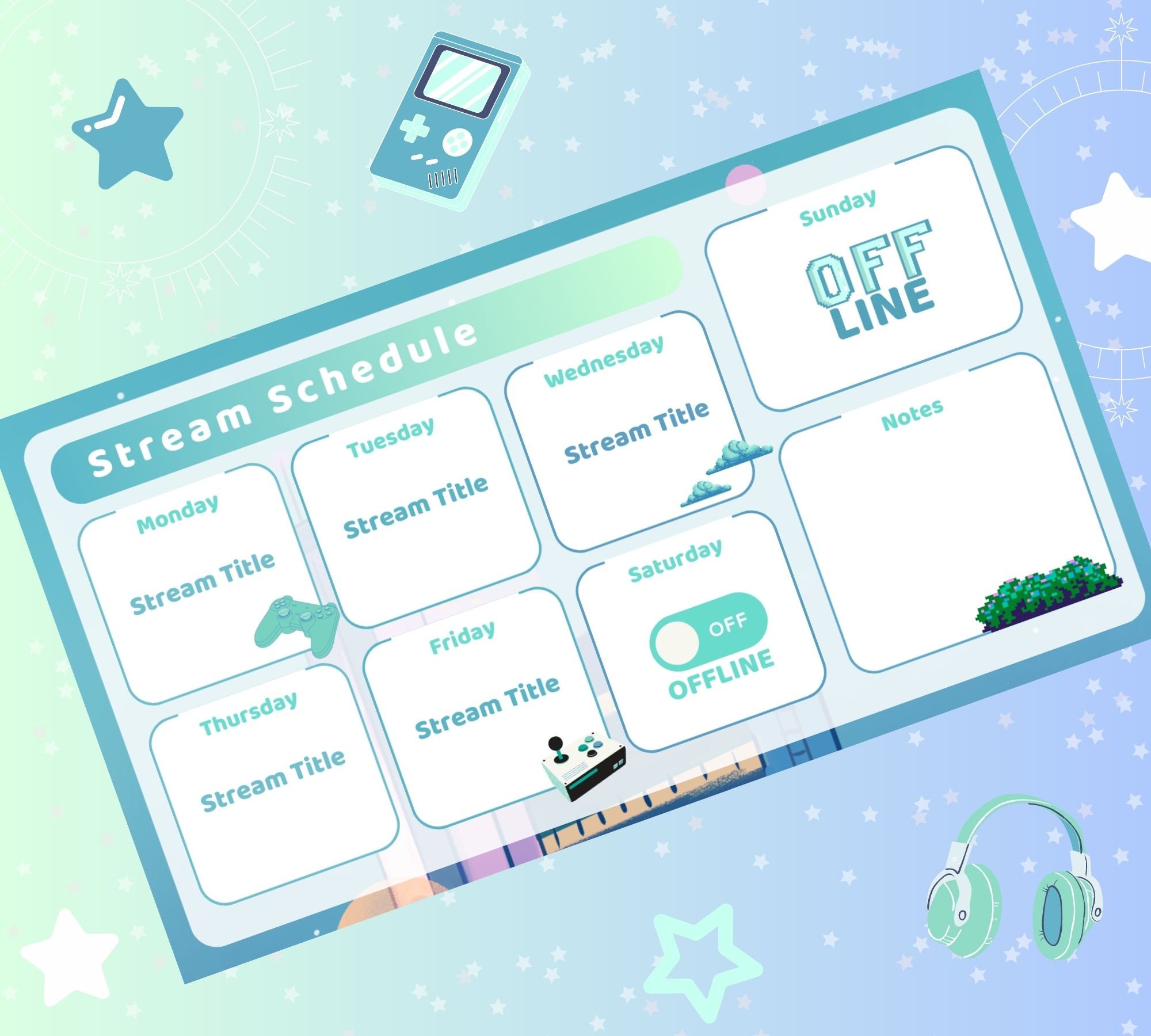 Vtuber Schedule Stream Schedule Vtuber Assets Canva Editable Template ...