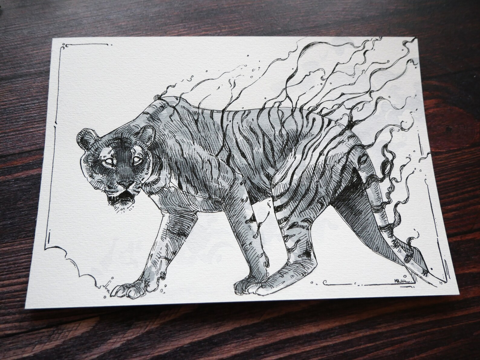 Original - Tiger Ink Drawing, A5 - Etsy
