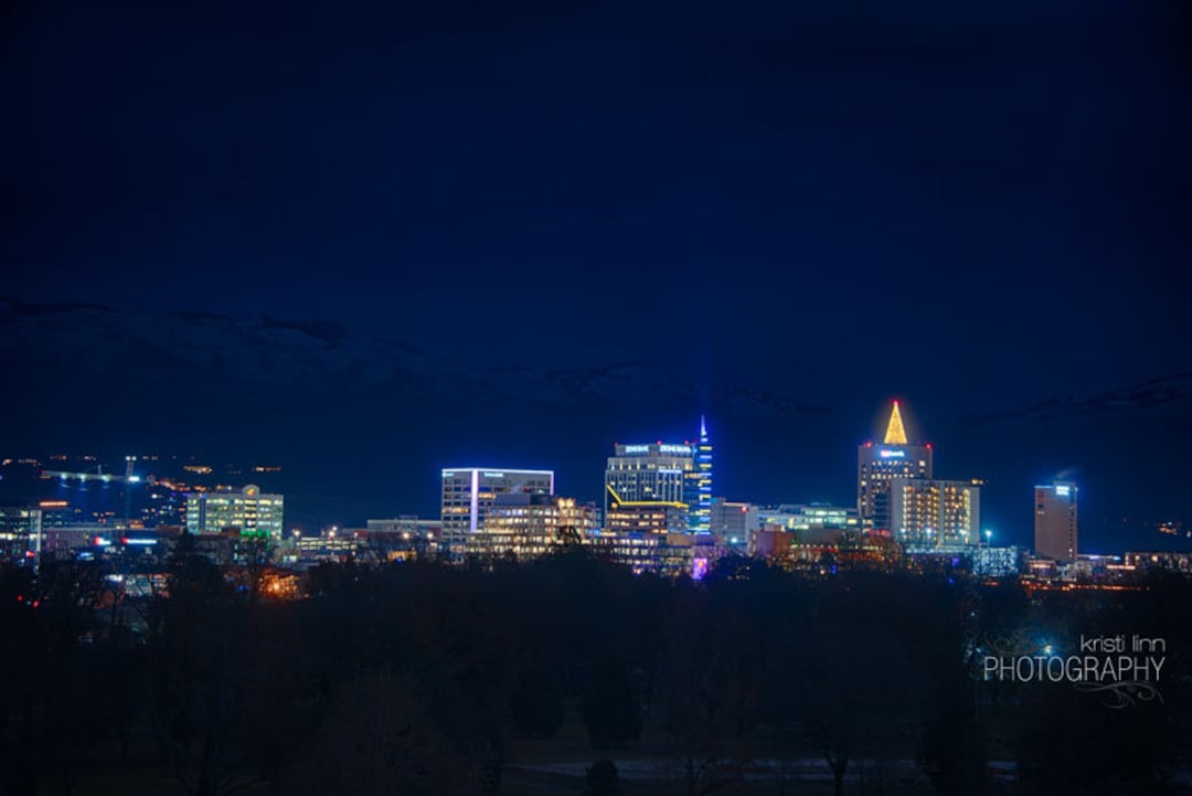 Beautiful Boise Idaho Night Skyline capitol City Oversized Wall Art - Etsy