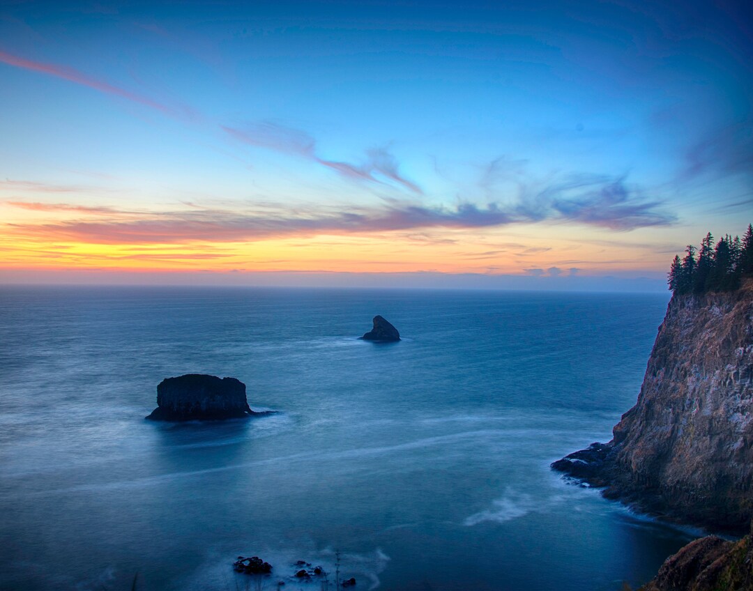 Sunset on the Coastal Cape Mears Cliffs on Oregon Coast Ocean Oversized ...