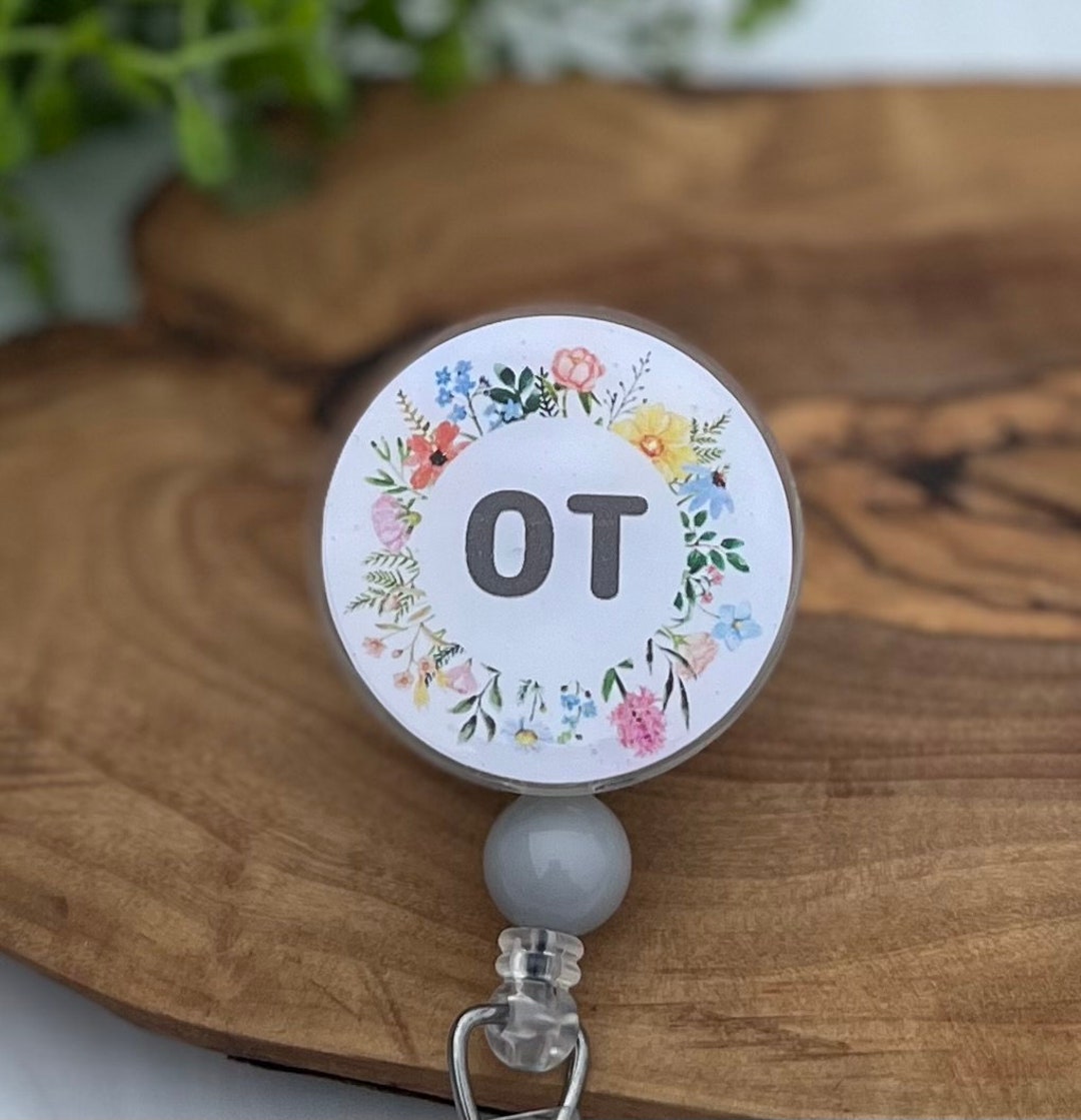 Badge Reel Occupational Therapist ID Holder Badge Clip OT Badge Reel ...