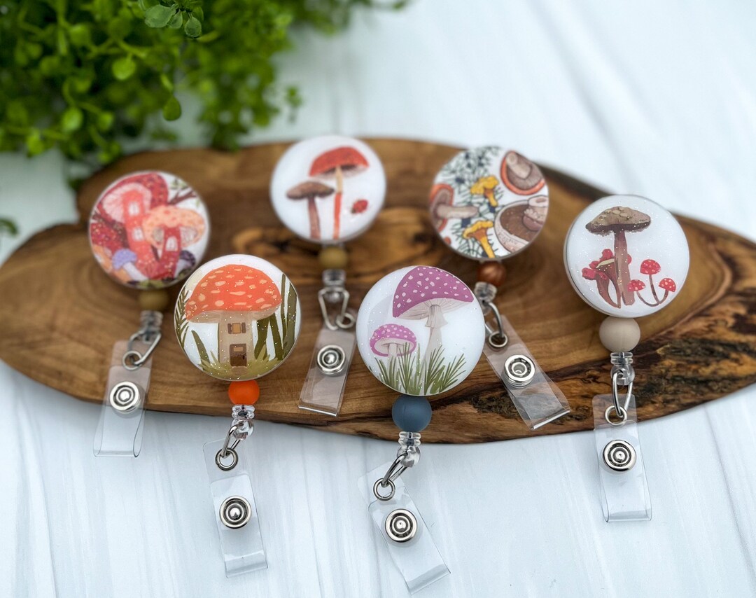 Mushroom Toadstool Cottage Core Badge Reel Nature Badge Reel - Etsy