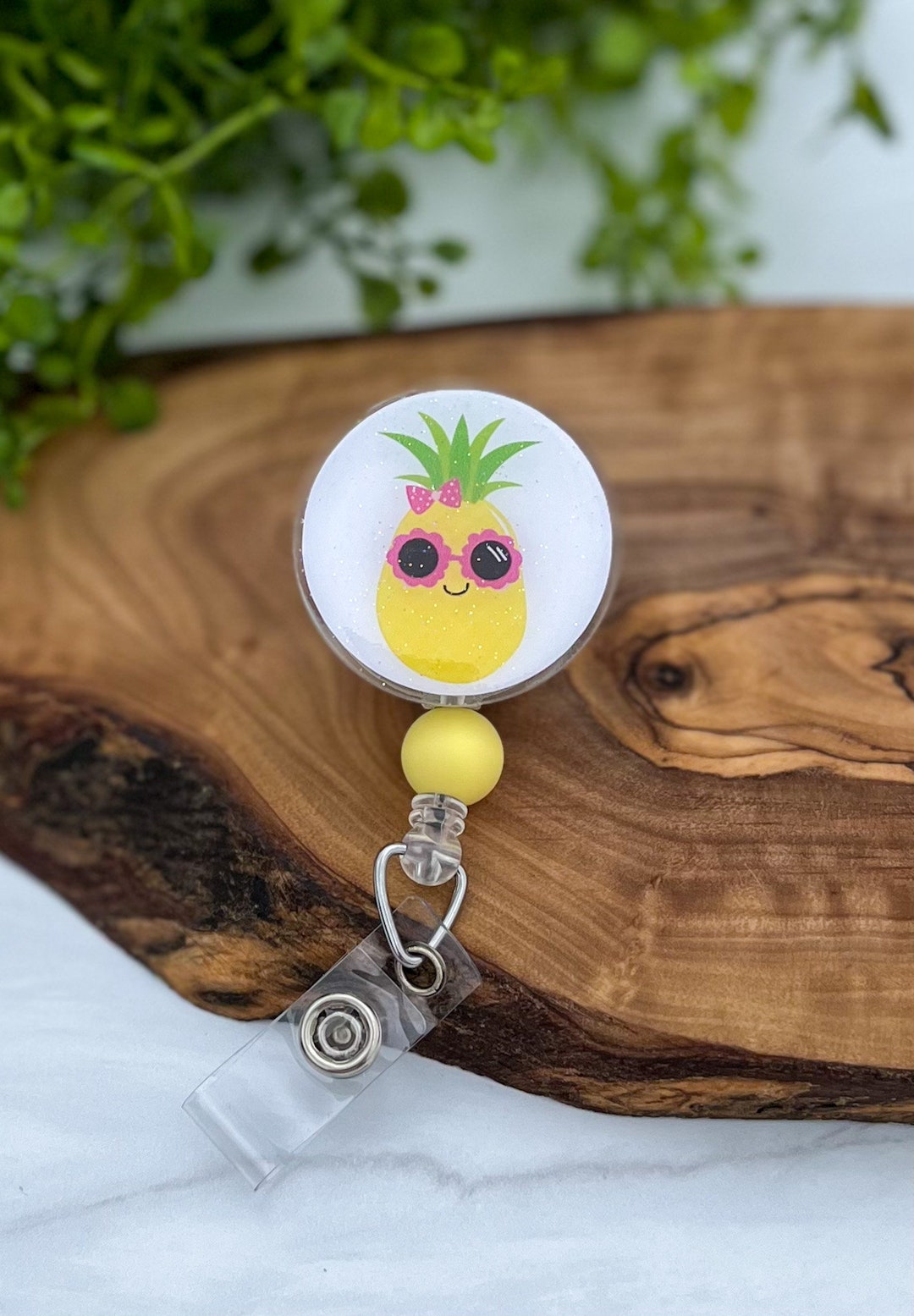 Cute Pineapple Badge Reel, Smile, Fruit, Happy, Nurse, Teacher, Gift ...