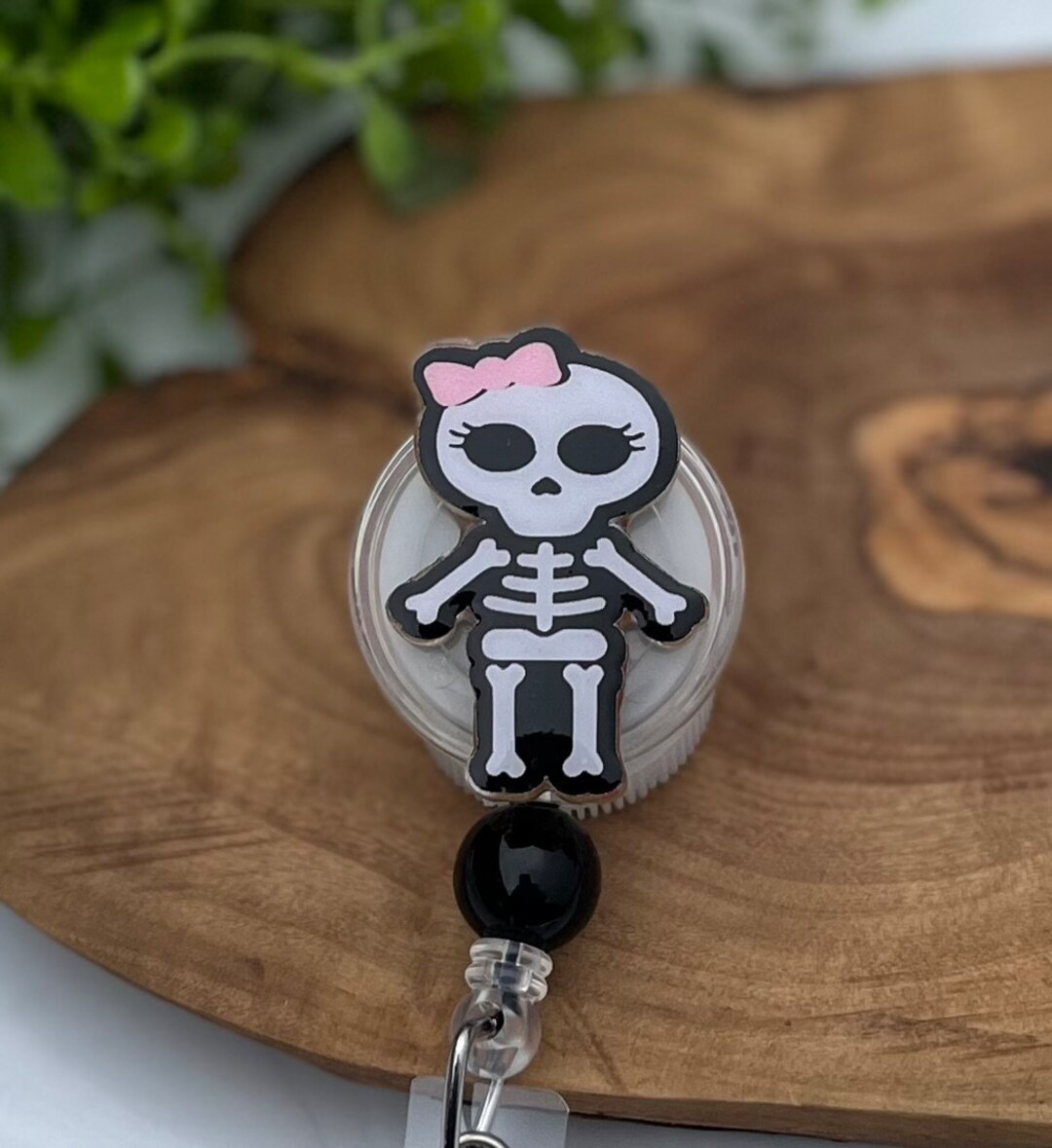 Badge Reel Skeleton ID Holder Badge Clip Cute Girl Skeleton Badge Reel ...