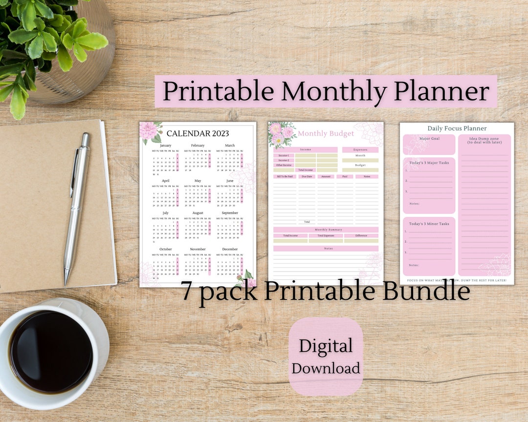 2023 Digital Planner, 2023 Printable Planner, Cute Pink Printable ...
