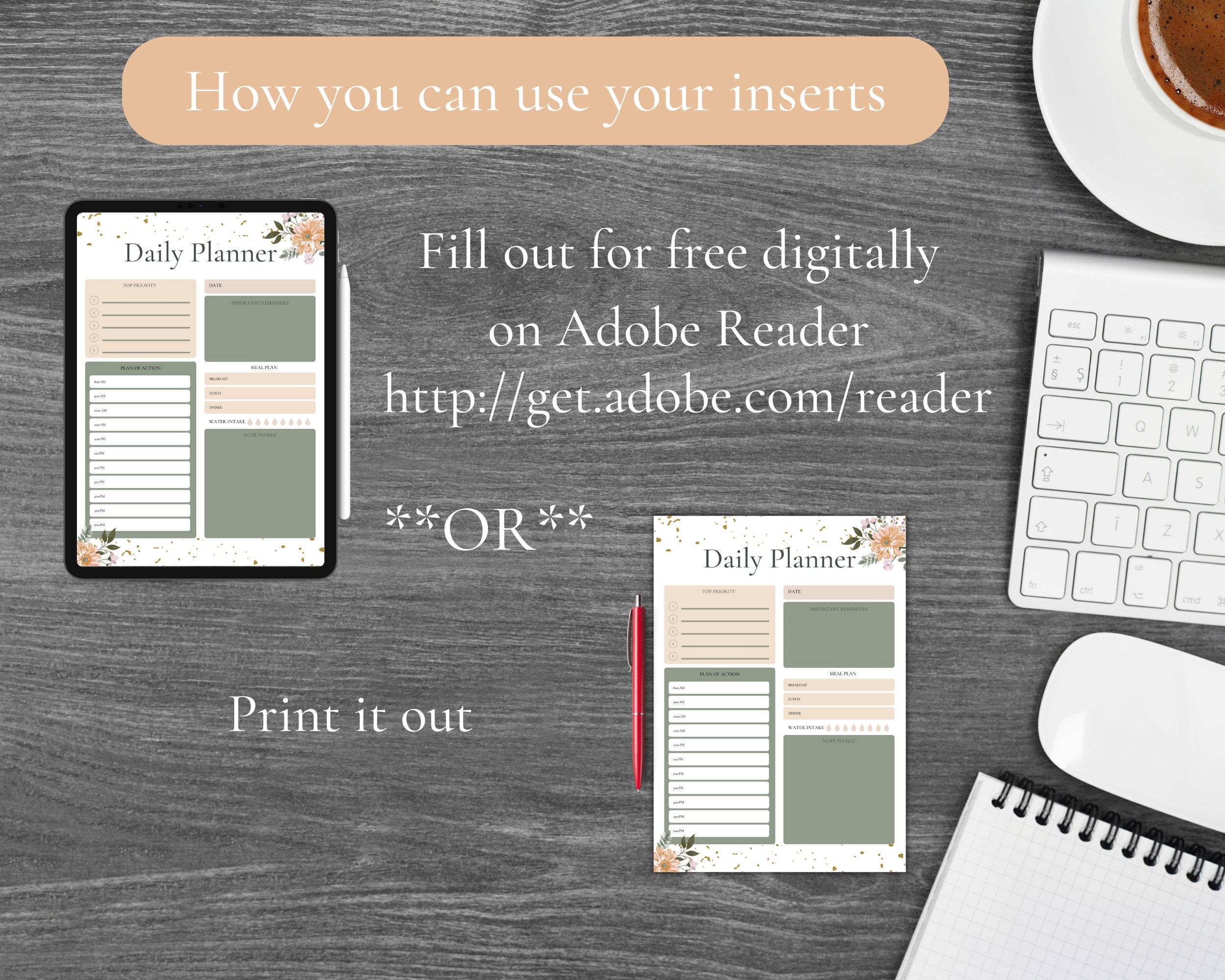 Digital Planner Inserts, Printable Planner Inserts, January ...