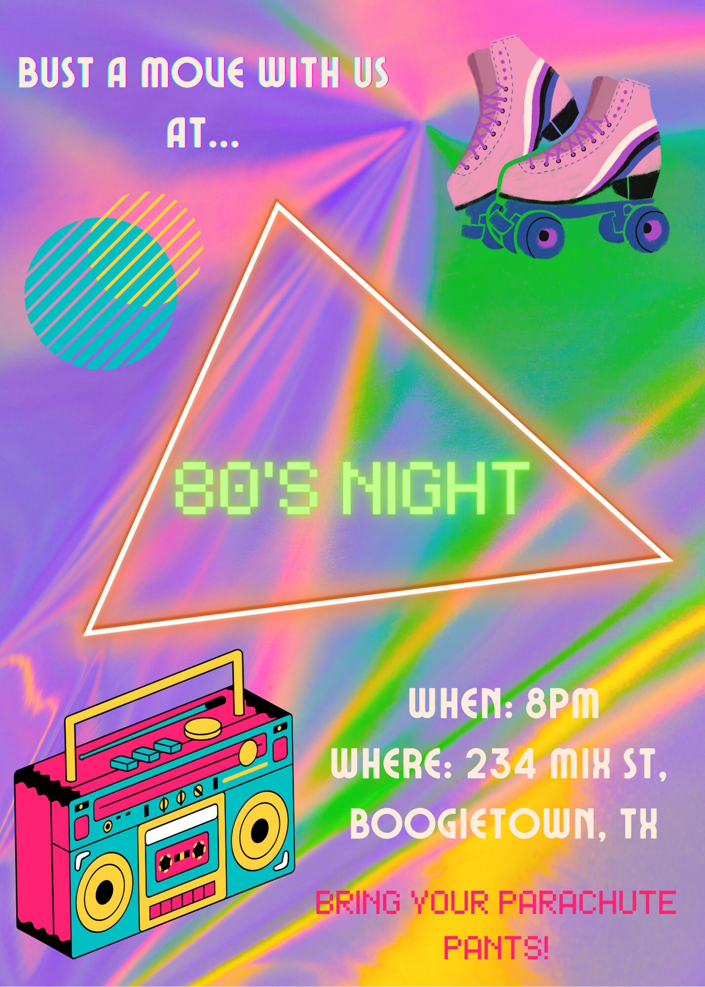 80's Night Invitation Template - Etsy